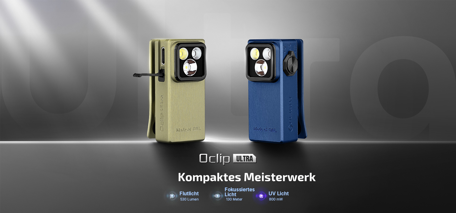 Oclip Ultra Multifunktionales LED Clip-Licht 3-in-1 UV-Taschenlampe ...